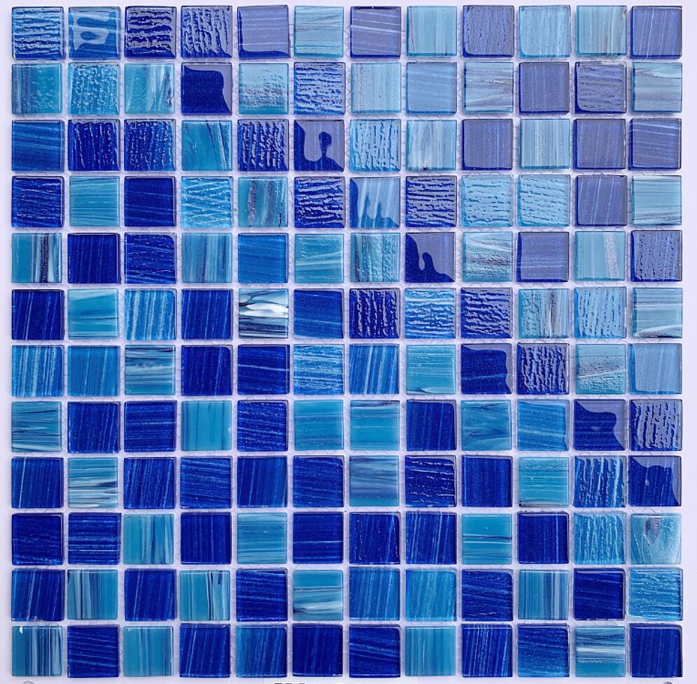 Simple Blue Swimming Pool Glass Mosaic Tiles From China Manufacturer